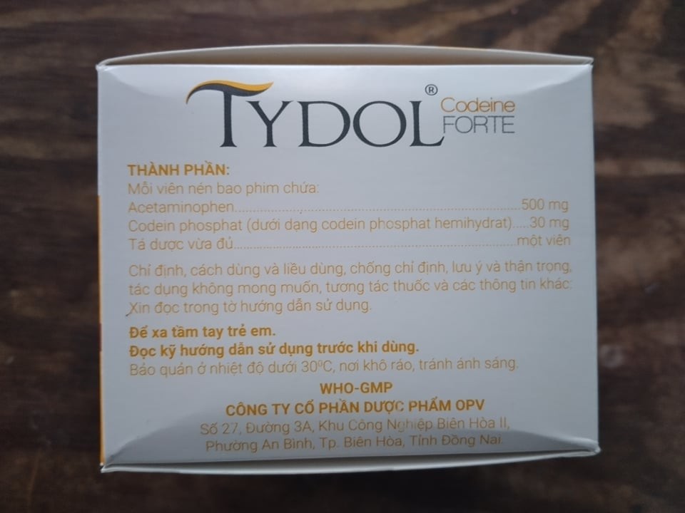 Tydol Forte Codeine 30mg for pain relief 1 box = 100 tablets - RxViet