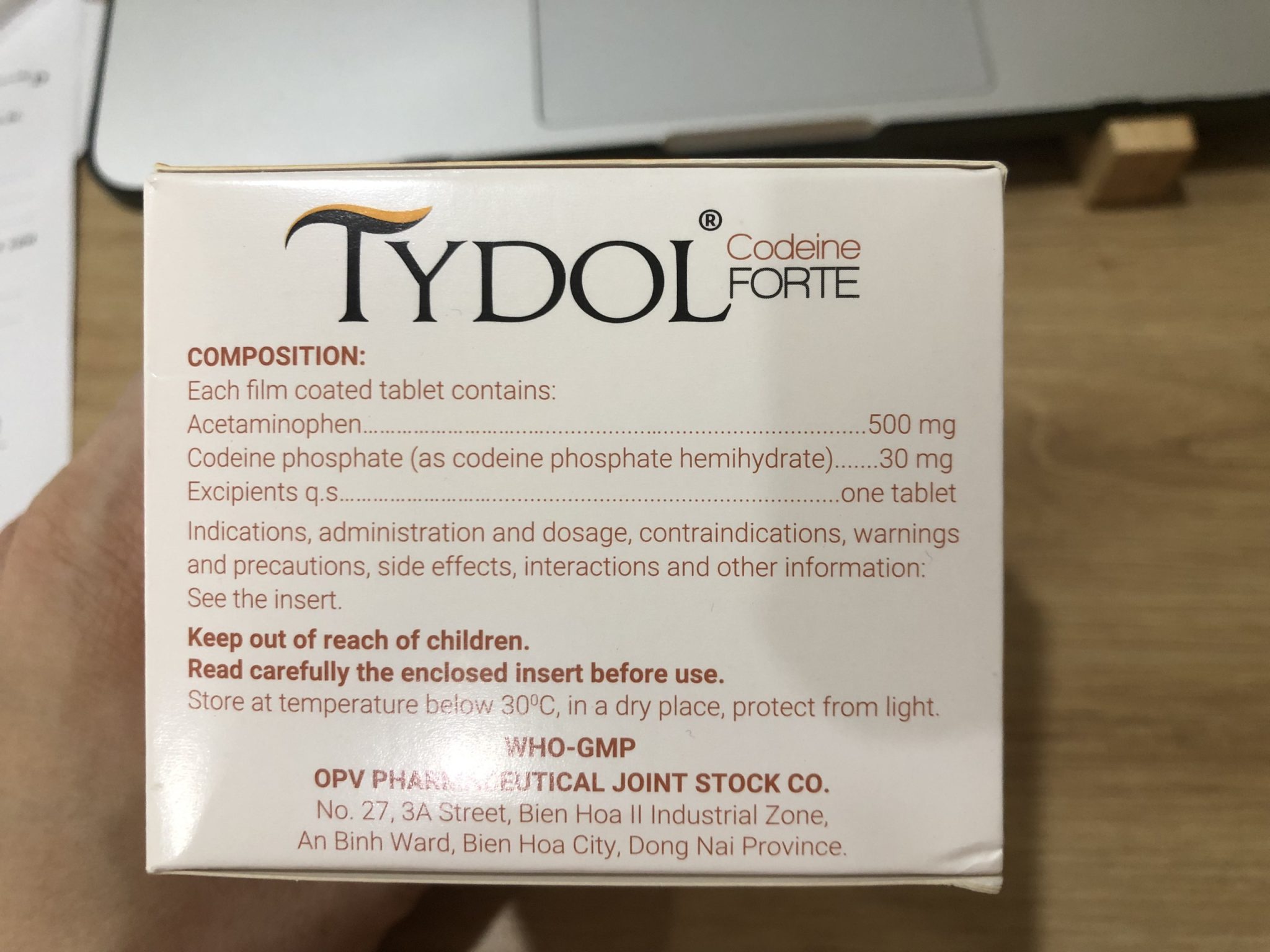 Tydol Forte Codeine 30mg for pain relief 1 box = 100 tablets - RxViet
